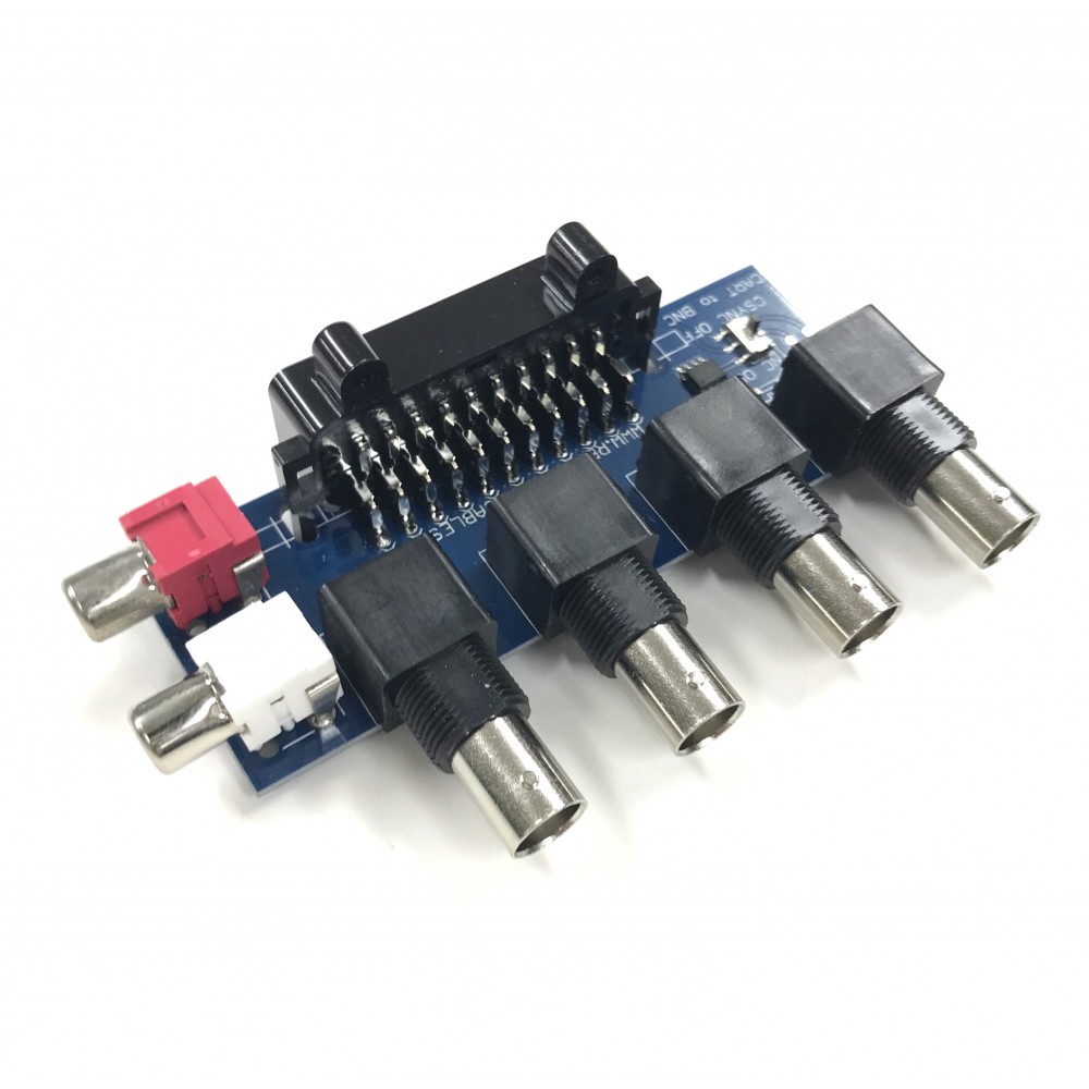 Female SCART to BNC adapter board with switchable CSYNC function