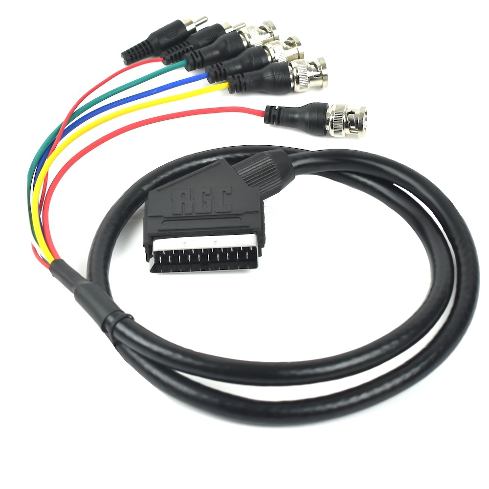 Male EuroSCART to BNC adapter cable