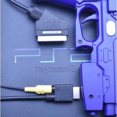 PS2 RGB SCART cable PACKAPUNCH sync on luma light gun GUNCON