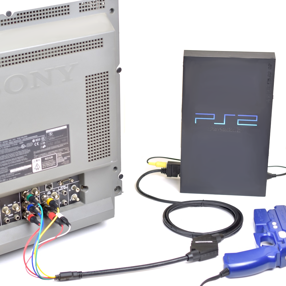 PS2 RGB SCART cable PACKAPUNCH sync on luma light gun GUNCON