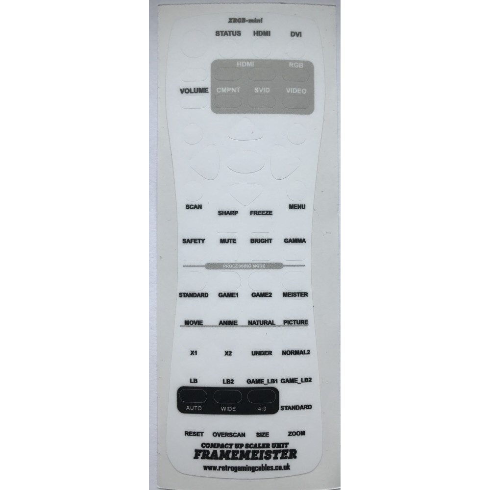 English lexan overlay XRGB mini Framemeister Remote control